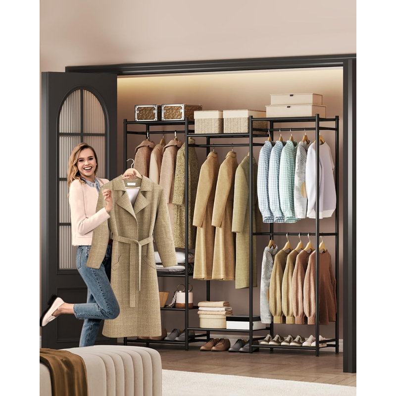 68.9 Inch Portable Wardrobe Closet Heavy Duty Wardrobe Freestanding Clothes Rack Metal Garment Rack Clothes Rack With 4 Clothes Rods And